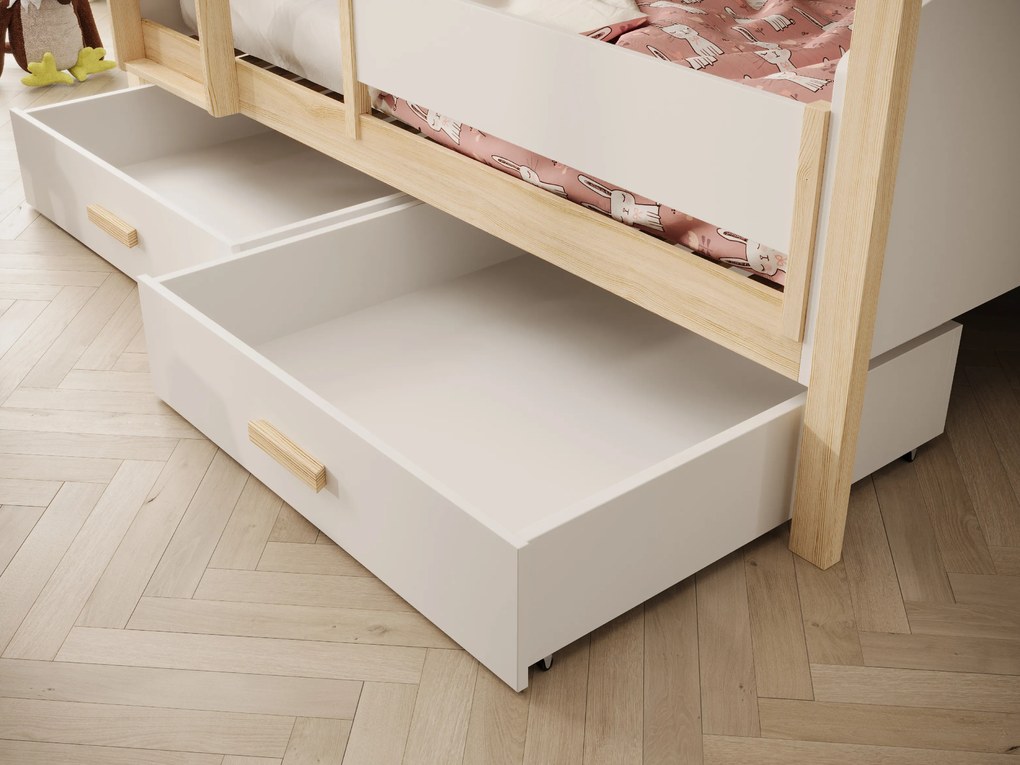 ADRK Furniture Dětská patrová postel Jori s bariérkou 180x80 CH-JOR-WP-BAR-180