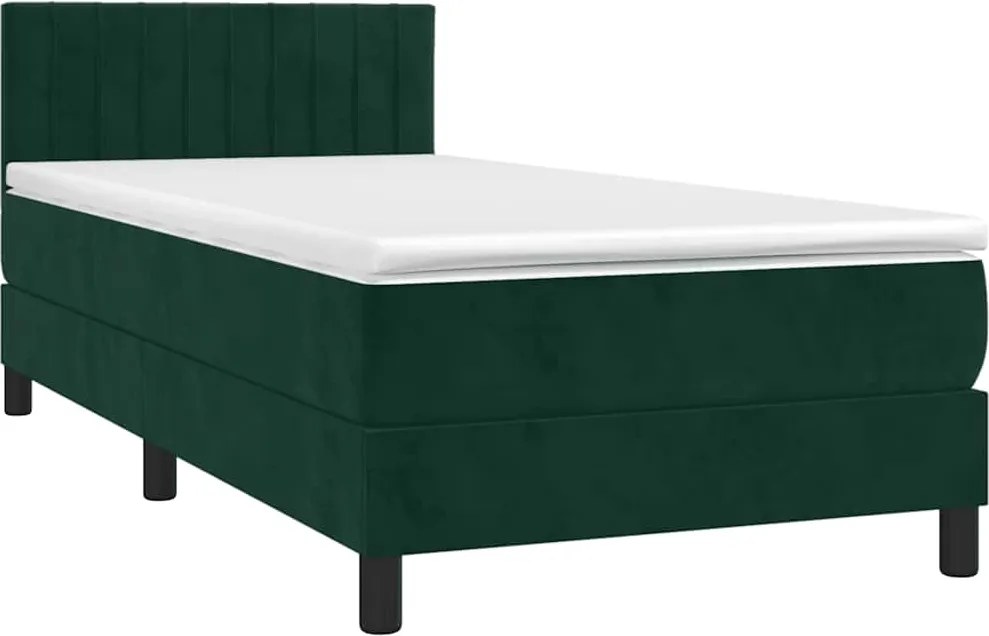Box spring postel s matrací tmavě zelená 100x200 cm samet 3141410