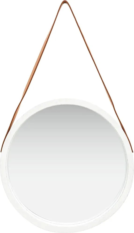 Nástěnné zrcadlo s popruhem 50 cm bílé 320364
