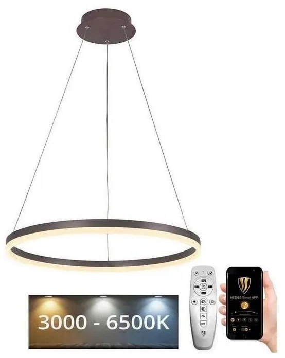 Brilagi - LED Stmívatelný lustr na lanku CIRCLE LED/42W/230V 3000-6500K hnědá+DO