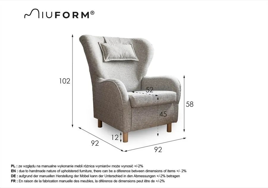 Bílé křeslo ušák Miuf – Miuform
