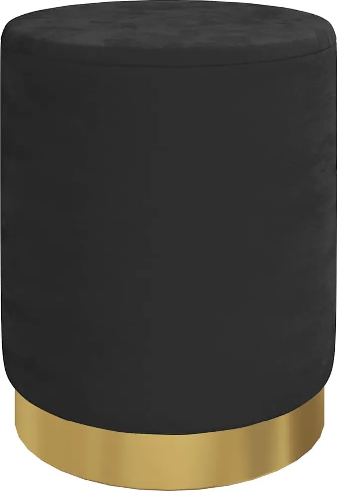Kulatá stolička s úložným prostorem černá samet 31 x 37 cm 340290