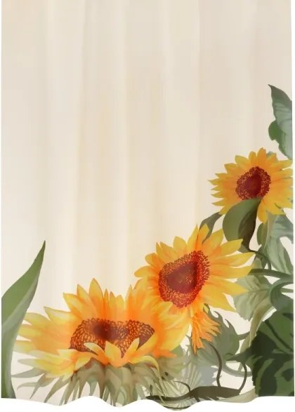 Bellatex Koupelnový závěs 180x200 cm Slunečnice Žlutá,Zelená