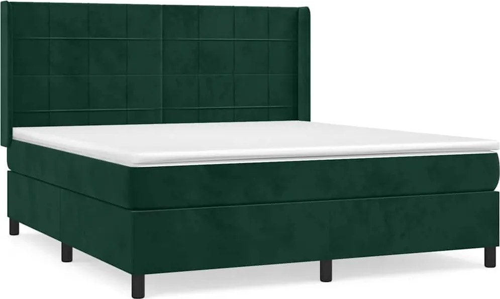 Box spring postel s matrací tmavě zelená 160x200 cm samet 3132690