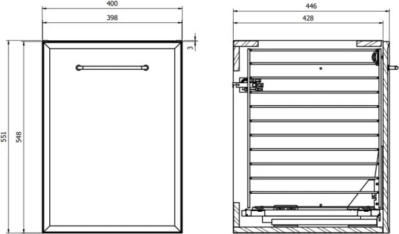 Cersanit S1022-010-Závěs. koup. skříňka s košem na prádlo MILLE 40x45 cm mintová