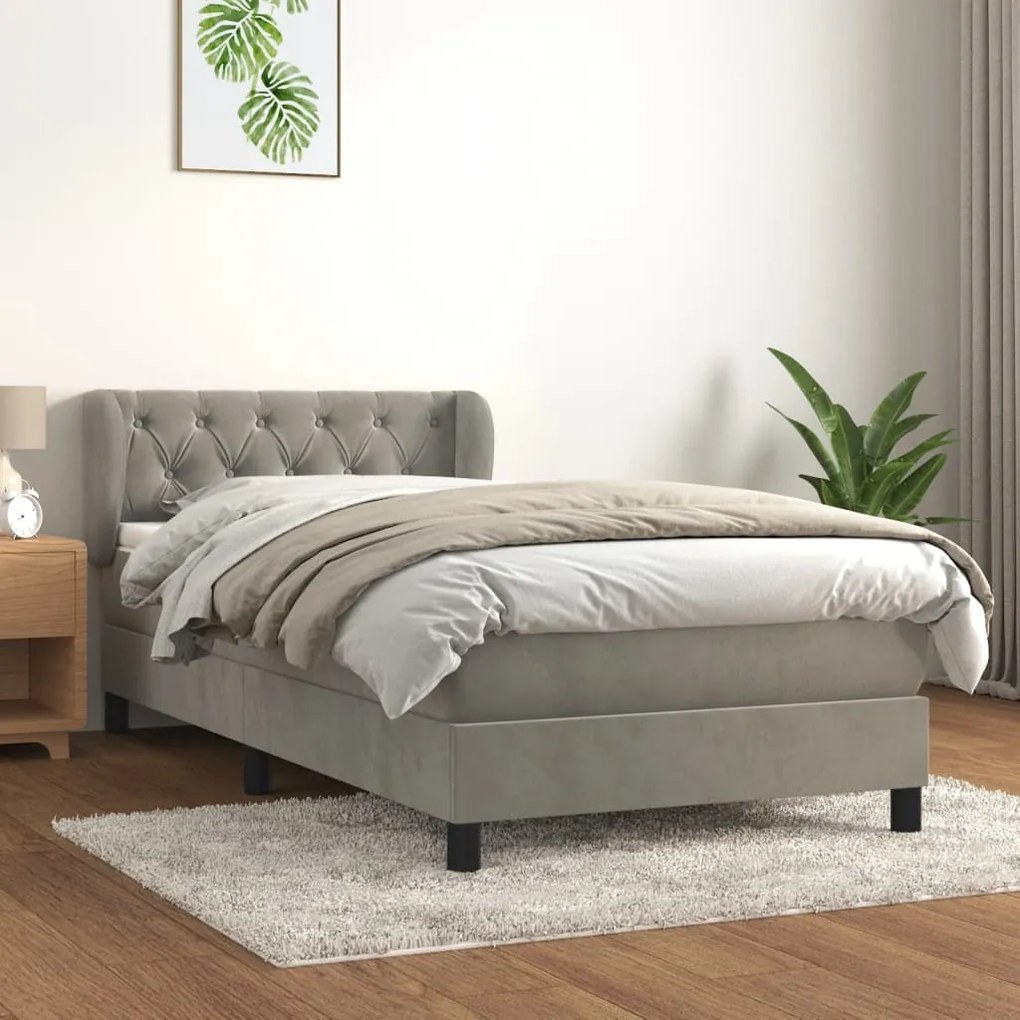 Box spring postel s matrací světle šedá 80 x 200 cm samet 3127637