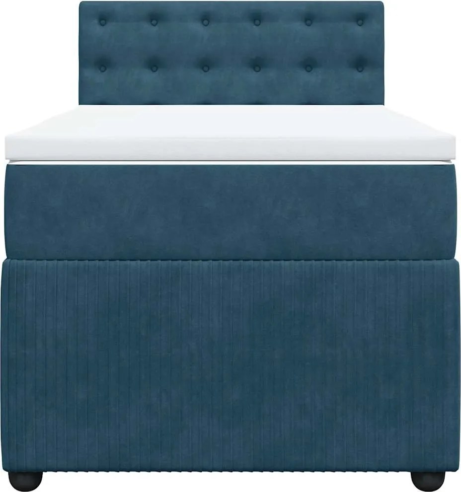 Box spring postel s matrací modrá 100 x 200 cm samet 3287678