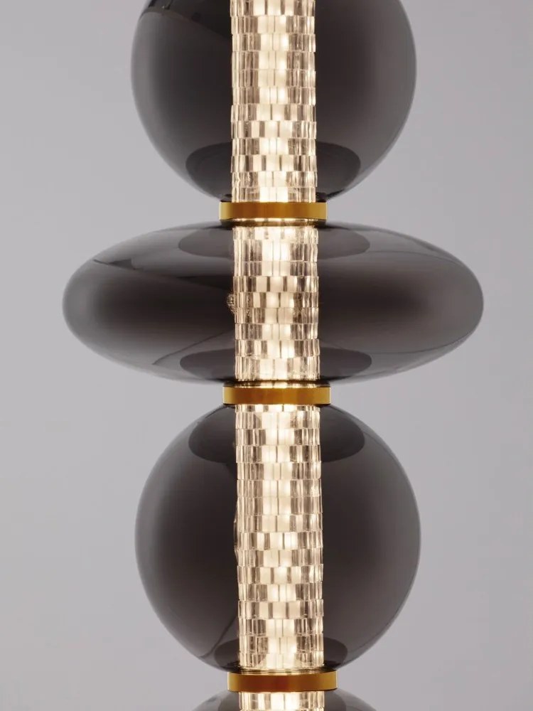 Šedá kovová LED stmívatelná stojací lampa se skleněným stínidlem (výška 140 cm) Navi – Nova Luce