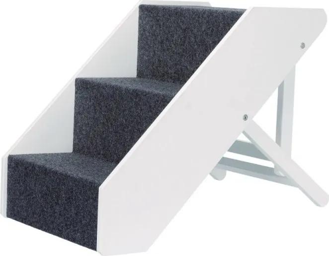 Trixie Dřevěné schody s plstěným vzhledem,nastavitelné 40x67cm bílé