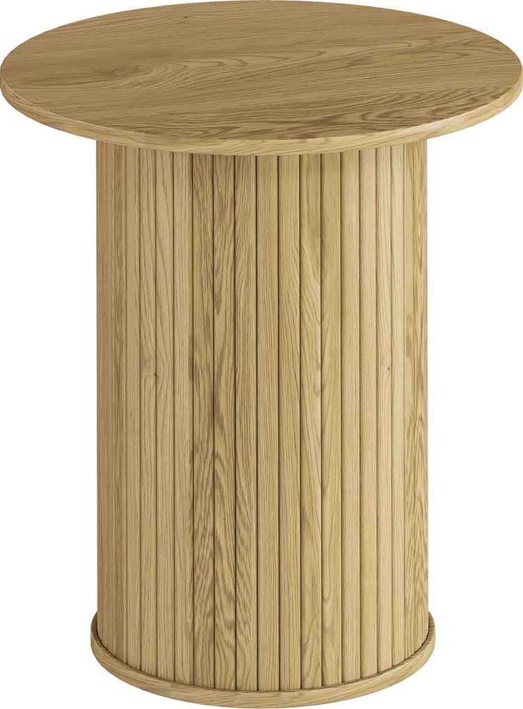 HOMCOM kulatý odkládací stolek Ø 48 cm, konferenční stolek s žlábkovanými nohami pro obývací pokoj, ložnici nebo malé prostory, Dub
