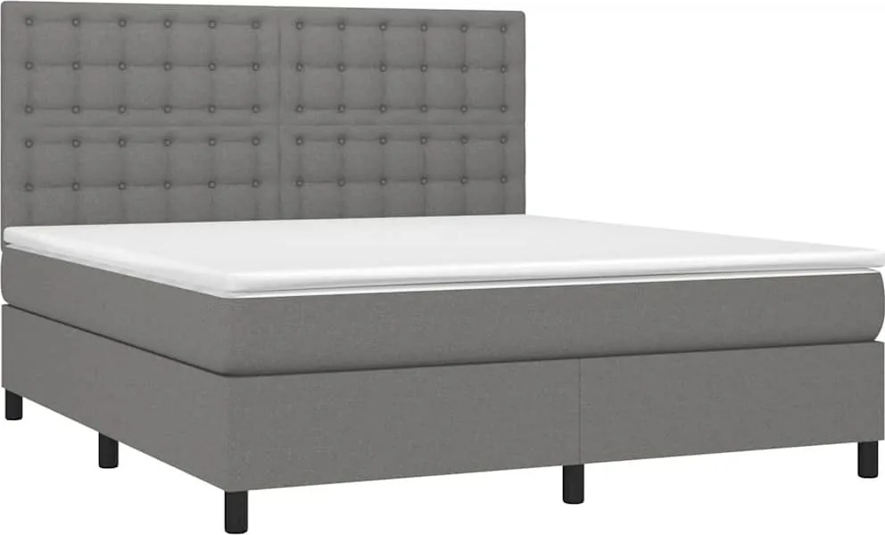 Box spring postel s matrací a LED tmavě šedá 180x200 cm textil 3135214