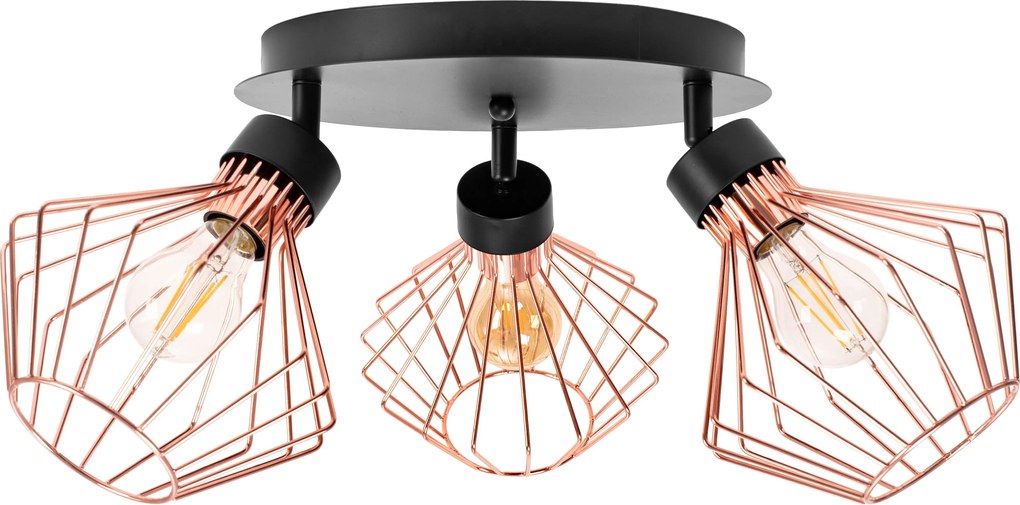 Toolight - Stropní lampa typu reflektor 392195, černá-růžové zlato, OSW-08561