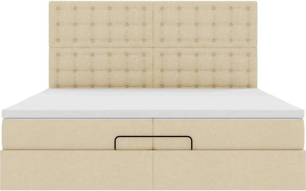 Osmanský rám postele s matrací krémová 200x200cm textil 3313353