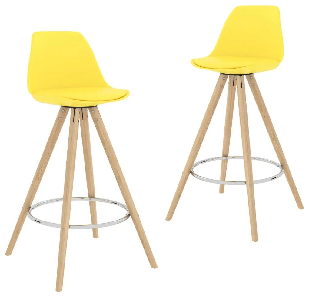 287270 vidaXL Barové stoličky 2 ks žluté PP a masivní bukové dřevo