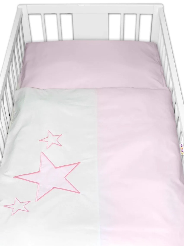 Baby Nellys Povlečení do postýlky Baby Stars - růžové Velikost povlečení: 135x100