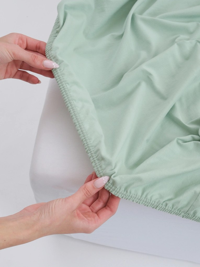 MK Lůžkoviny Jersey prostěradlo s elastanem 200 × 200 cm – mátové