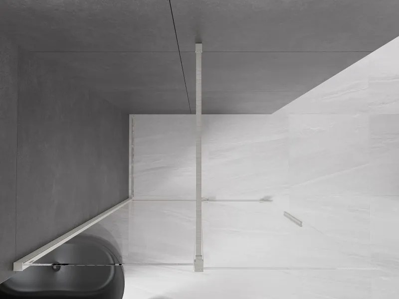 Mexen Velar, sprchová zástěna s posuvnými dveřmi Walk-in 150 x 200 cm, 8mm čiré sklo, broušená ocel, 871-150-000-03-97