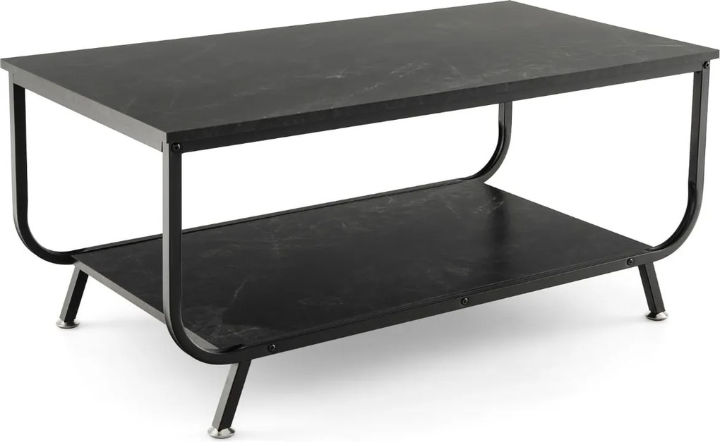 Costway Marble Konferenční stolek Obdélníkový se 2 patry – 105 × 55 × 46,5 cm