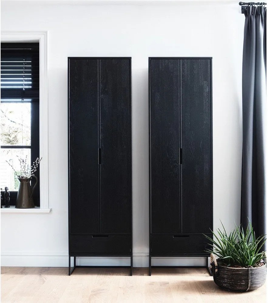 Černá skříň z jasanového dřeva 60x210x36 cm Silas – WOOOD