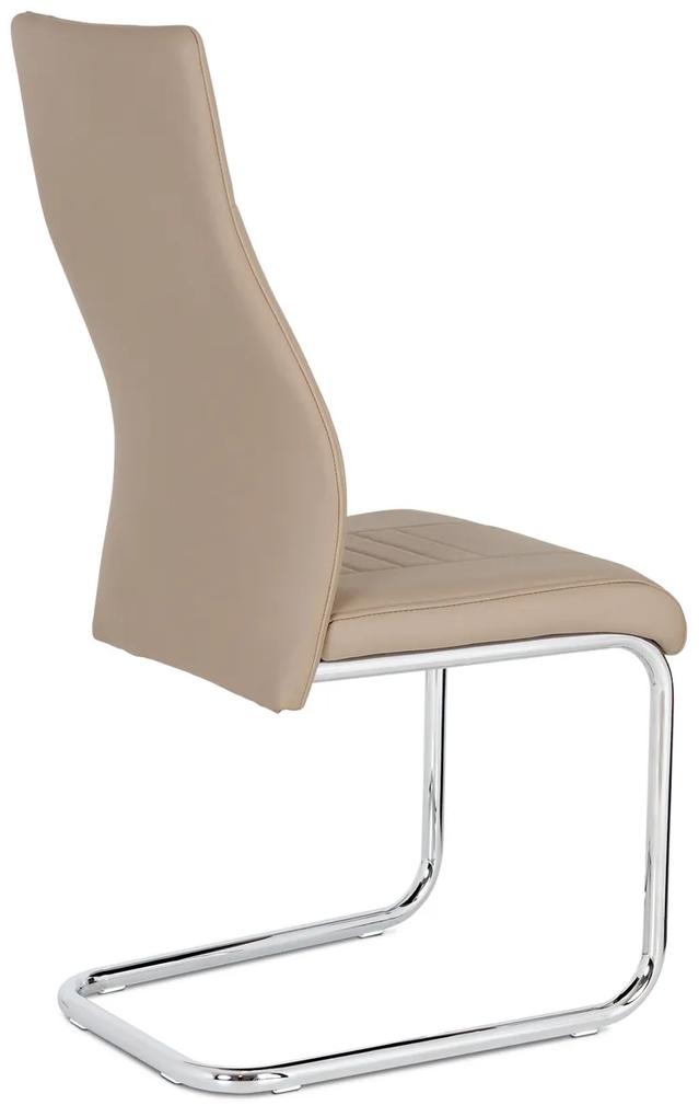 AUTRONIC Jídelní židle, koženka cappuccino / chrom