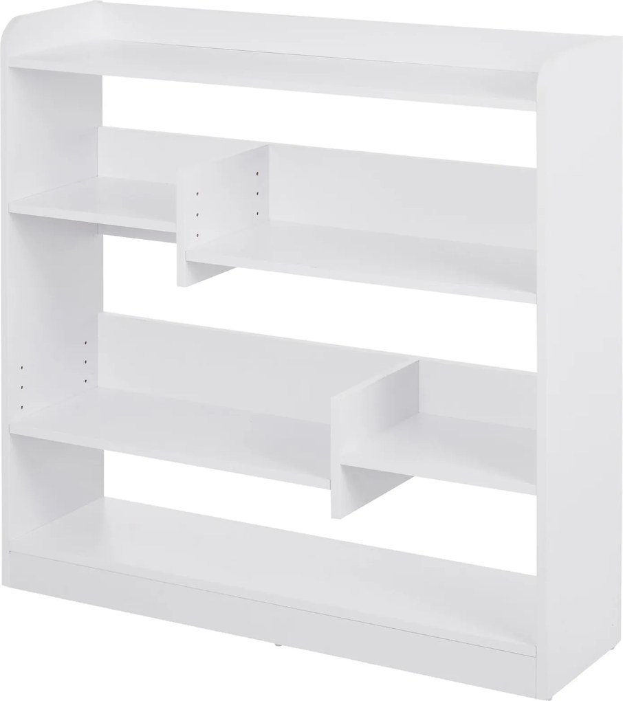 HOMCOM Knihovna s Úložným Prostorem rozměr 90Š x 24H x 91V cm 4 Úrovně 3 Zadní Panely Dřevovláknité Desky Bílá