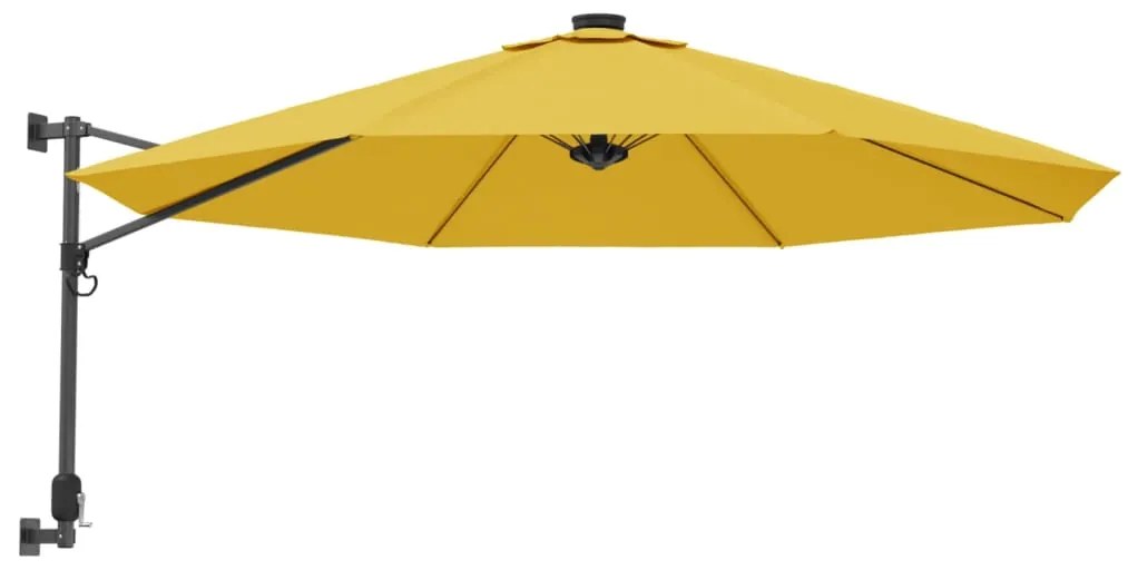 Nástěnný slunečník s LED žlutý 290 cm - Default Title