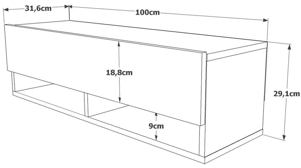 KALUNE DESIGN dřevěný TV stolek FRAM 29x100 cm 956LCS1617