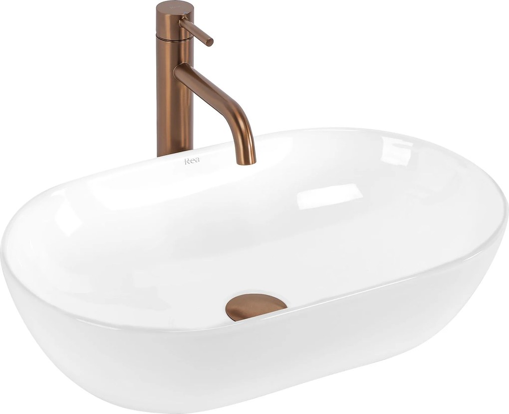 Rea Amelia, umyvadlo na desku 520x325x125 mm, bílá lesklá, REA-U4331