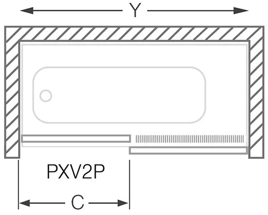 Roth PXV2L/1800 vanová zástěna s posuvnými dveřmi 180 x 150 cm 451-180000L-00-02 levá brillant / transparent