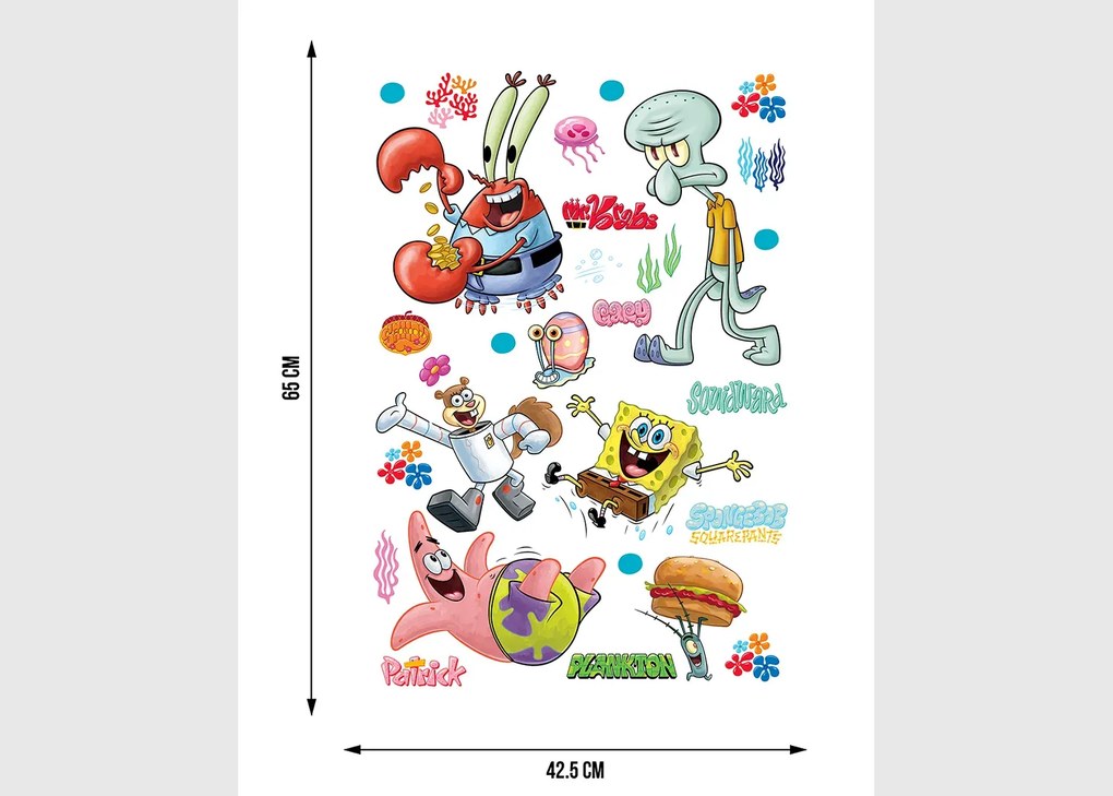Dětská samolepka na zeď Spongebob Bikini Bottom | 42.5 x 65 cm | DDKM1681