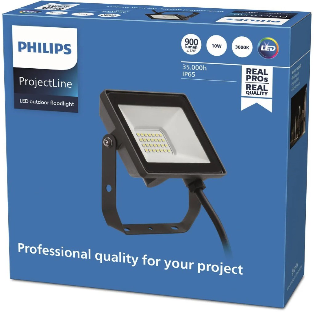Philips 8719514954397 led venkovní svítidlo projectline 1x10w | 900lm | 3000k | ip65 - černá