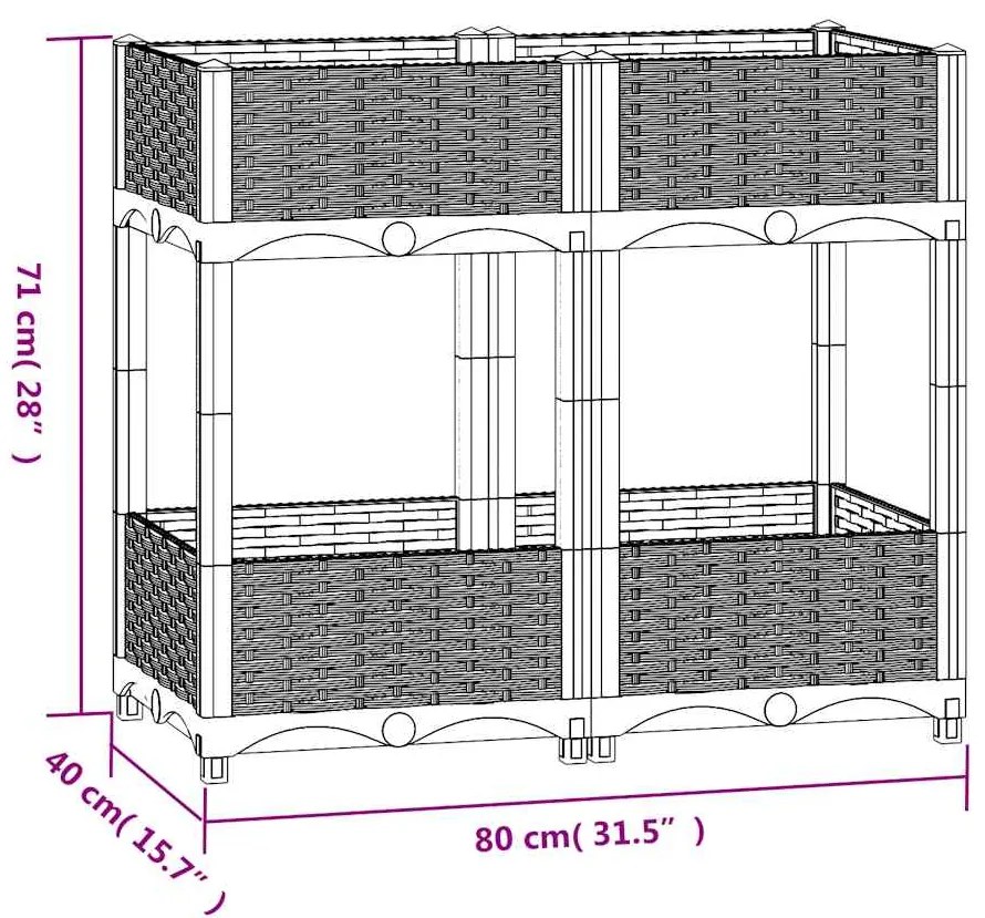 vidaXL Marketos Vyvýšený záhon 80 x 40 x 71 cm polypropylen
