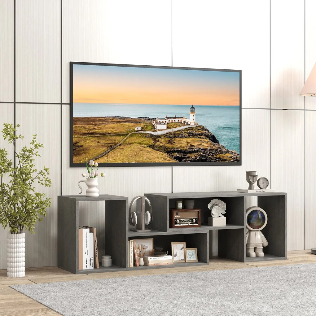 Costway 2dílná TV skříňka Volná kombinace TV stolek pro televizory
