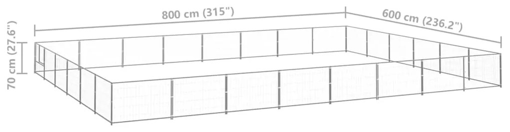 Psí kotec stříbrný 48 m² ocel