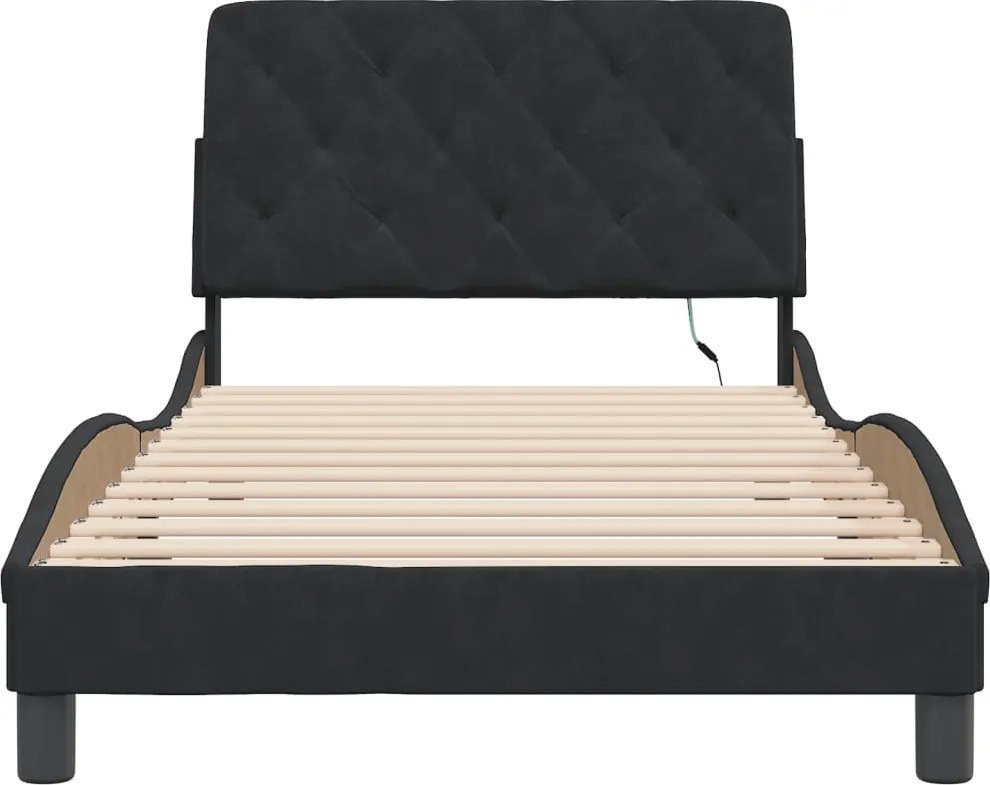 Rám postele s LED bez matrace černý 100 x 200 cm samet 3213839