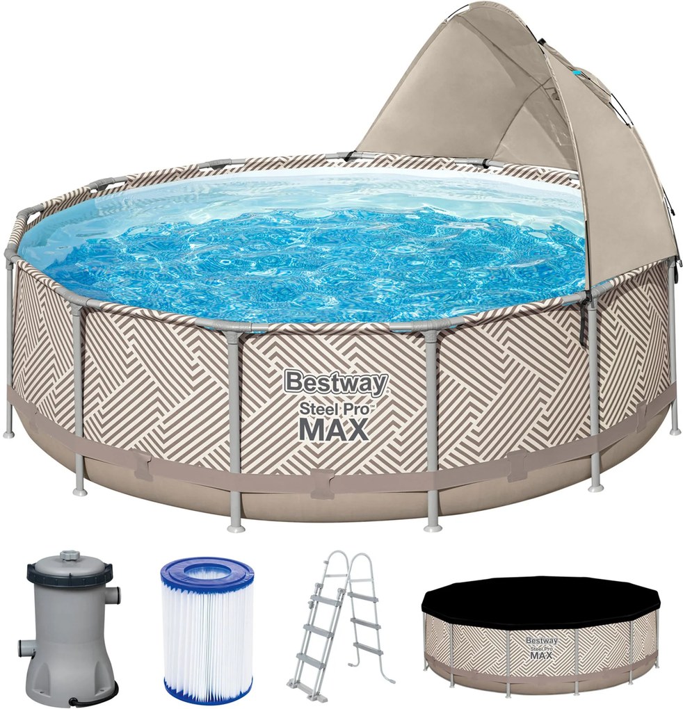 BESTWAY Steel Pro Max Bazénový set 396 x 107 cm, kartušová filtrace + stínění 561FY
