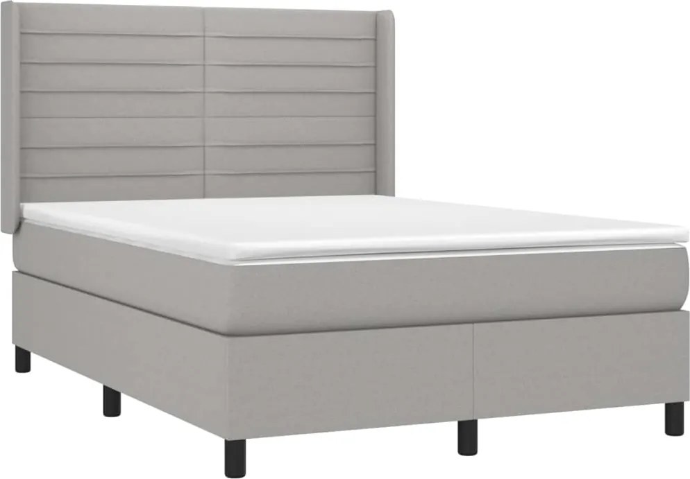 Box spring postel s matrací světle šedá 140 x 190 cm textil 3131505