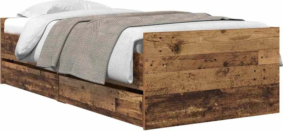 Rám postele Staré dřevo 100 x 200 cm Masivní borové dřevo 3403201