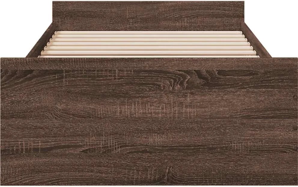 Rám postele se zásuvkami hnědý dub 75 x 190 cm kompozitní dřevo 3280355