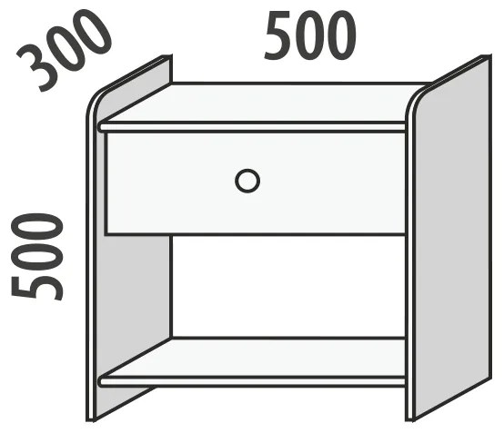 Noční stolek 1Z Domestav č.207 Materiál: Smrk, Povrchová úprava: Přírodní provedení