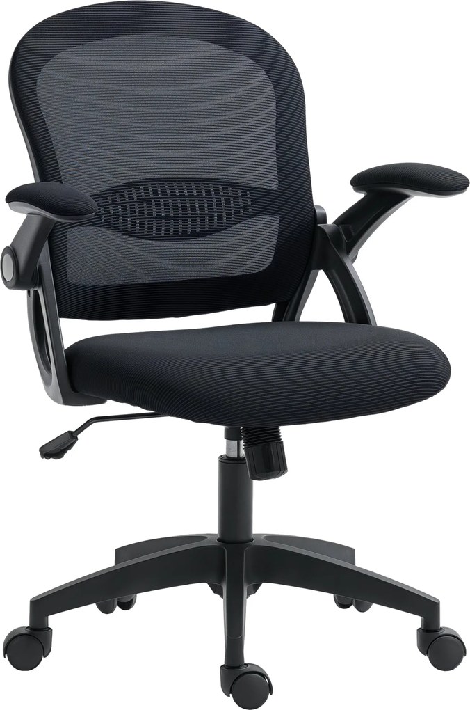 Ergonomická kancelářská židle Vinsetto s prodyšným opěradlem a měkkým sedákem, nastavitelná výška, 65,5x61,5x88-97,5 cm, černá | Aosom