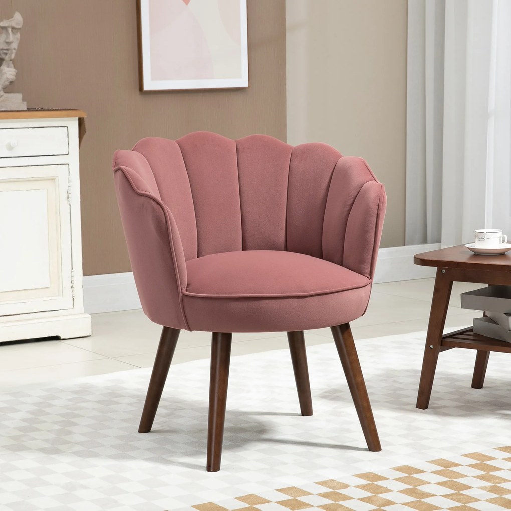 HOMCOM jídelní židle kuchyňská židle křeslo s opěradlem židle do obývacího pokoje polyester kaučukovník růžová 66 x 72 x 79 cm