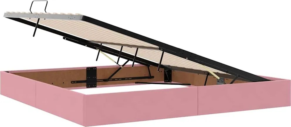 Postel s úložným prostorem a matrací Růžová 200 x 200 cm samet 3372116
