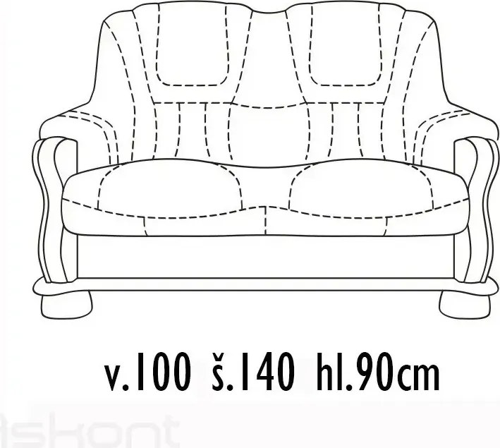 Askont Rimini Kožená pohovka 2-místná - kožená sedací souprava rozkládací