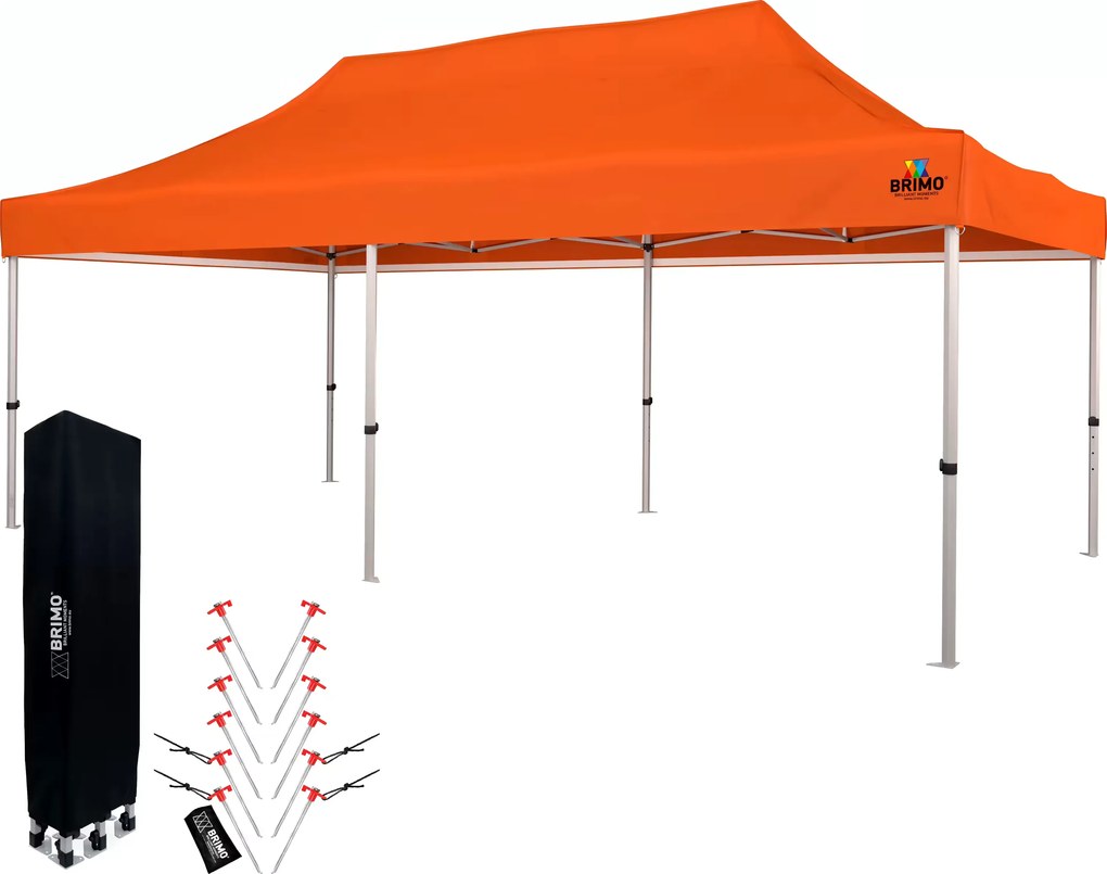 BRIMO Nůžkový stan 3x6 m ALU bez stěn - Hliníkový rám, Vodotěsný - bez stěn - Oranžová S. Alu