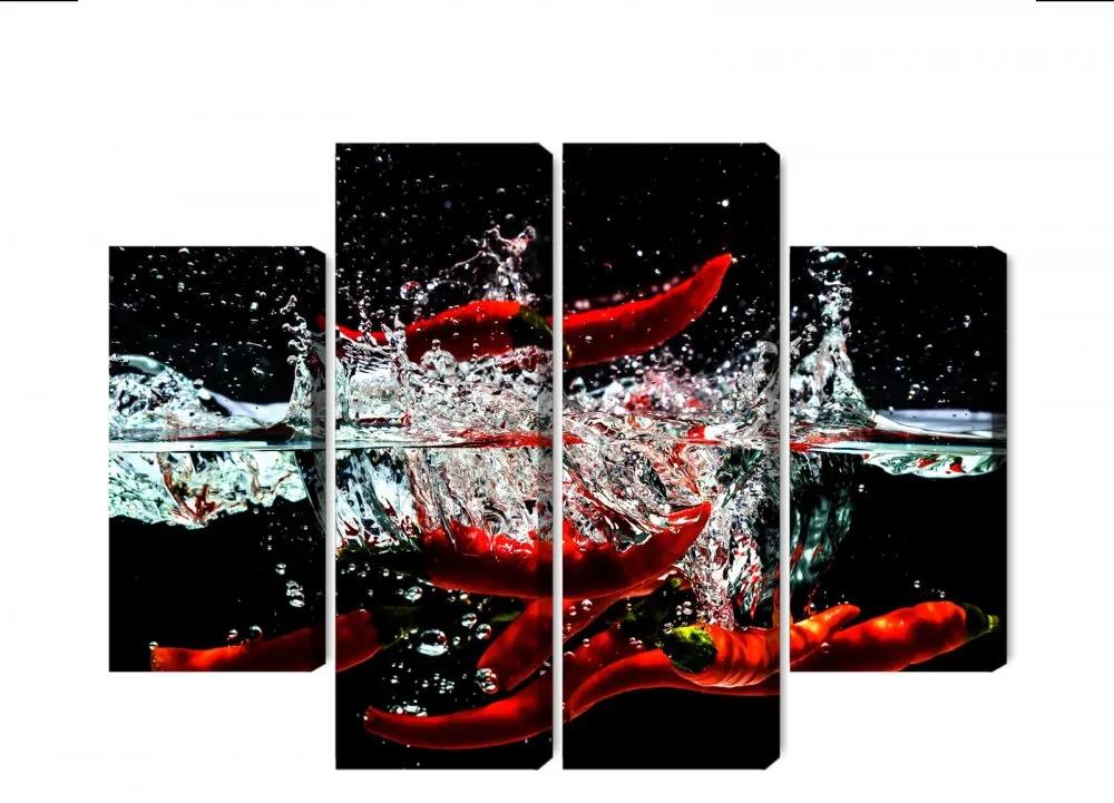 Vícedílný obraz Chilli Ve Vodě Nedostatek Nedostatek Přírodní plátno 80x60
