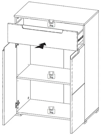 Komoda/botník Spice, lesklá bílá