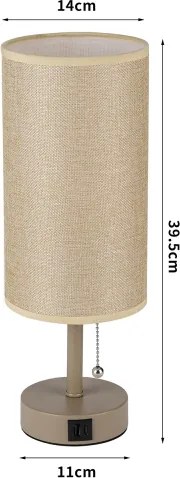 Brilagi - Stolní lampa s USB portem TABLON 1xE27/25W/230V béžová