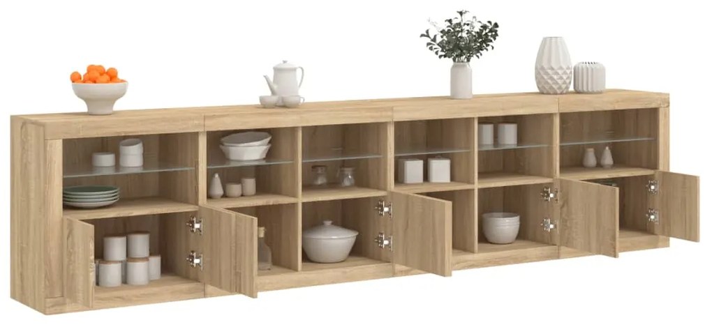 Příborník s LED osvětlením dub sonoma 283 x 37 x 67 cm 3209018
