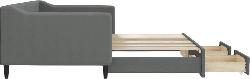Válenda s přistýlkou a zásuvkami tmavě šedá 90 x 200 cm textil 3197463
